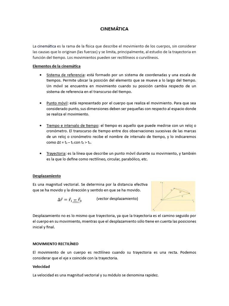 CINEMÁTICA | PDF | Aceleración | Velocidad