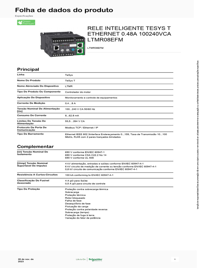 Controlador TeSys T LTMR08EFM | PDF | Ethernet | Rede elétrica