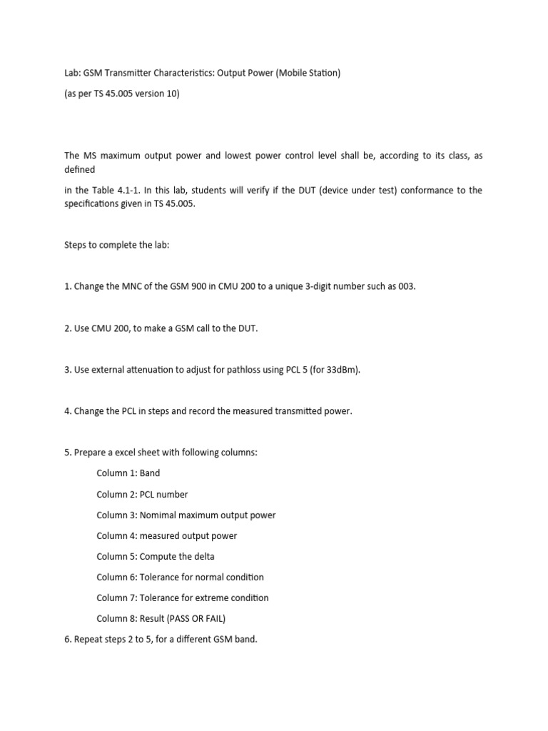 GSM PCL Lab | PDF