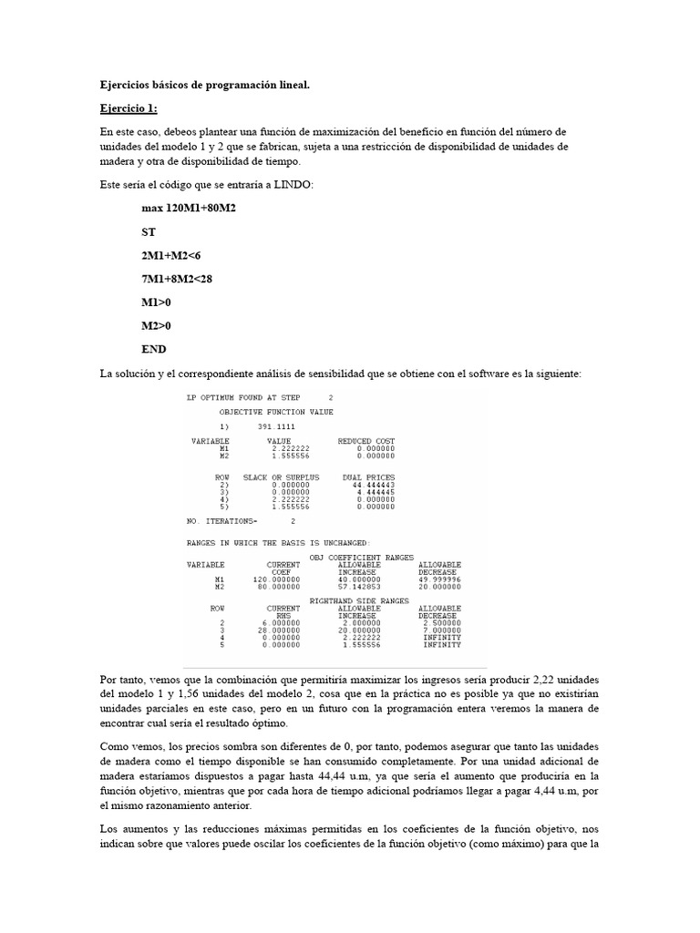 2024 02 20 Ejercicios PL 1 9 | PDF | Programación lineal | Excedente económico
