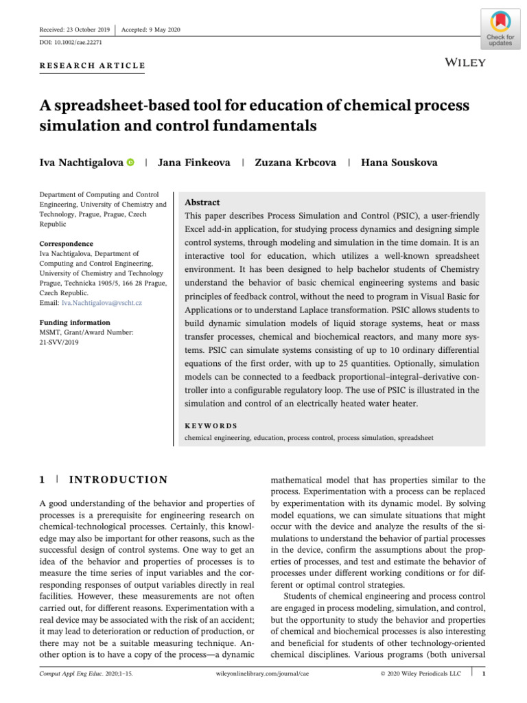 Chemical Process Simulation Tool | PDF | Microsoft Excel | Control Theory