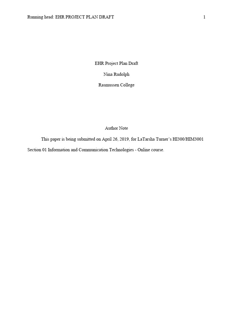 EHR Project Plan Draft | PDF | Electronic Health Record | Project ...