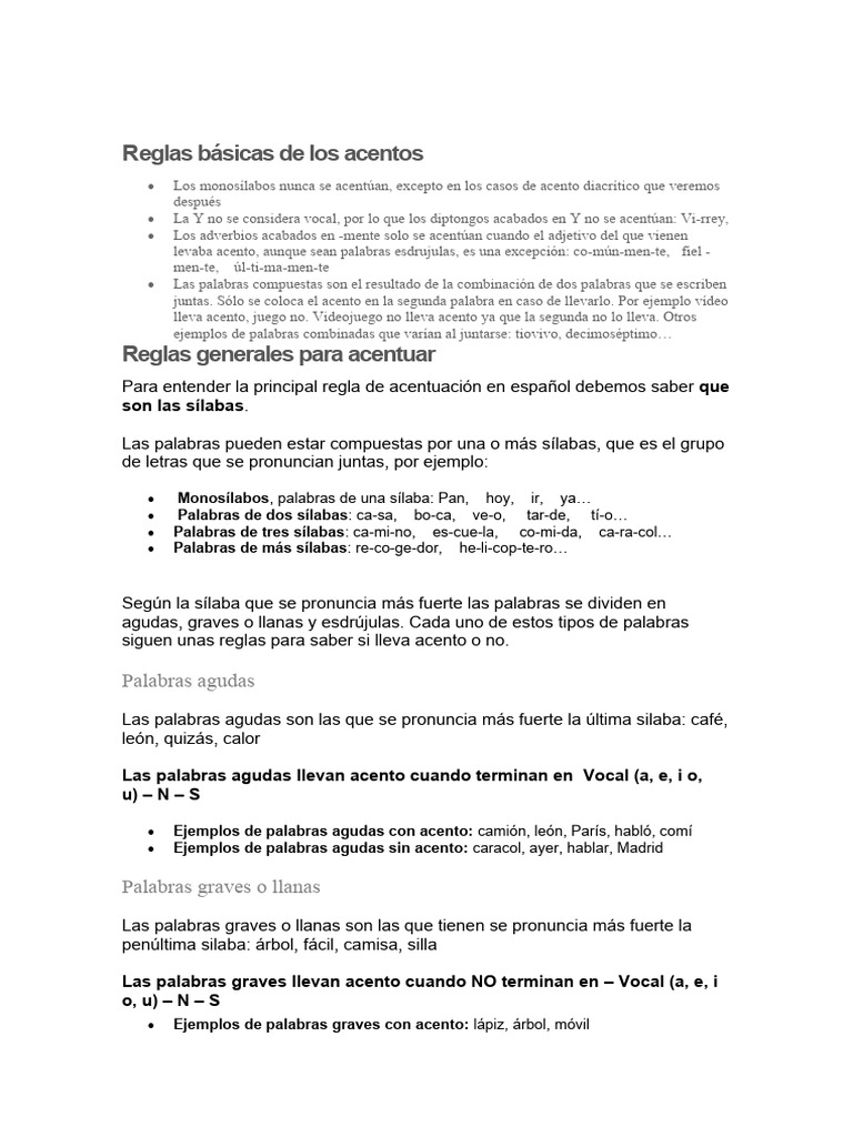 Reglas Básicas de Los Acentos | PDF | Lingüística | Fonética