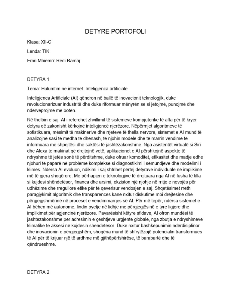 Detyre Portofoli 2 | PDF