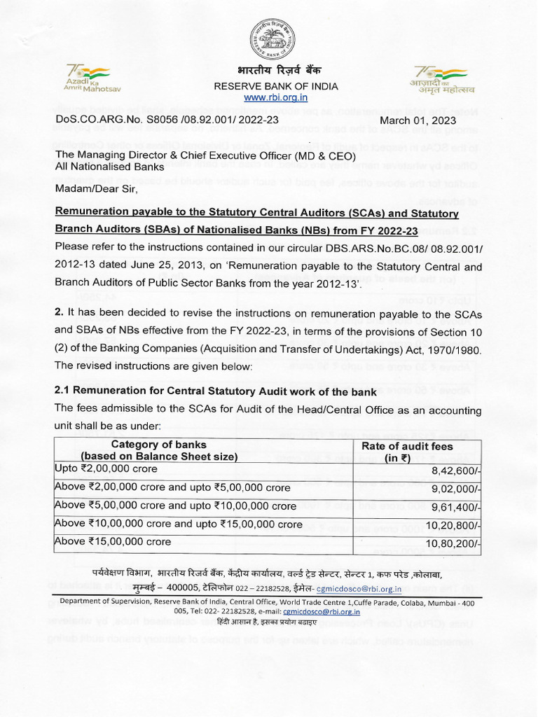 Fees For Bank Audits | PDF