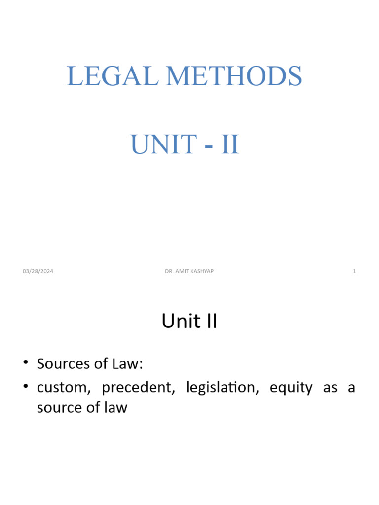 Compiled Unit 2 Legal Methods | Download Free PDF | Precedent | Equity ...
