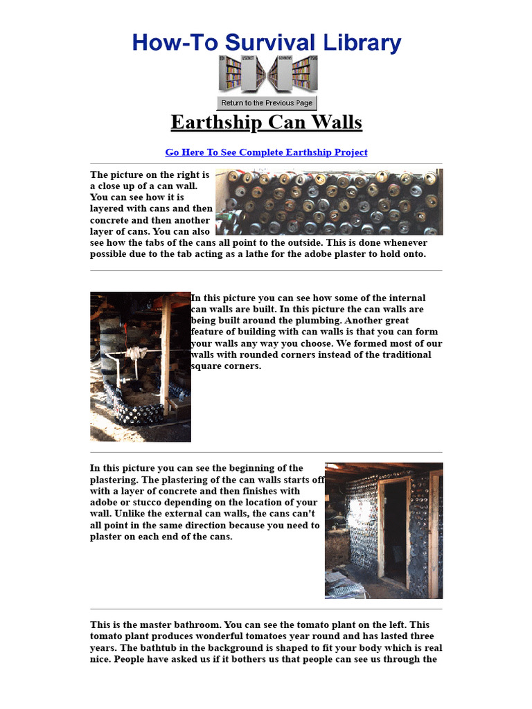 Building Can Walls for Earthships | PDF | Home & Garden | Art