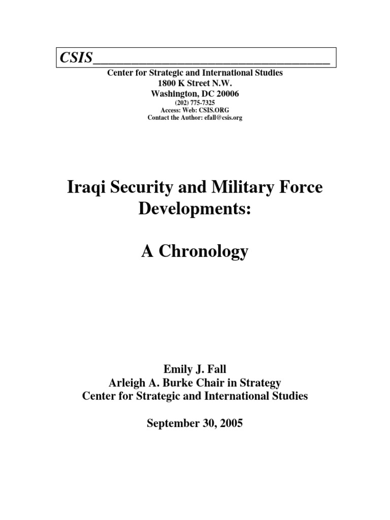 CSIS - Iraqi Security and Military Force De3velopments - A Chronology ...