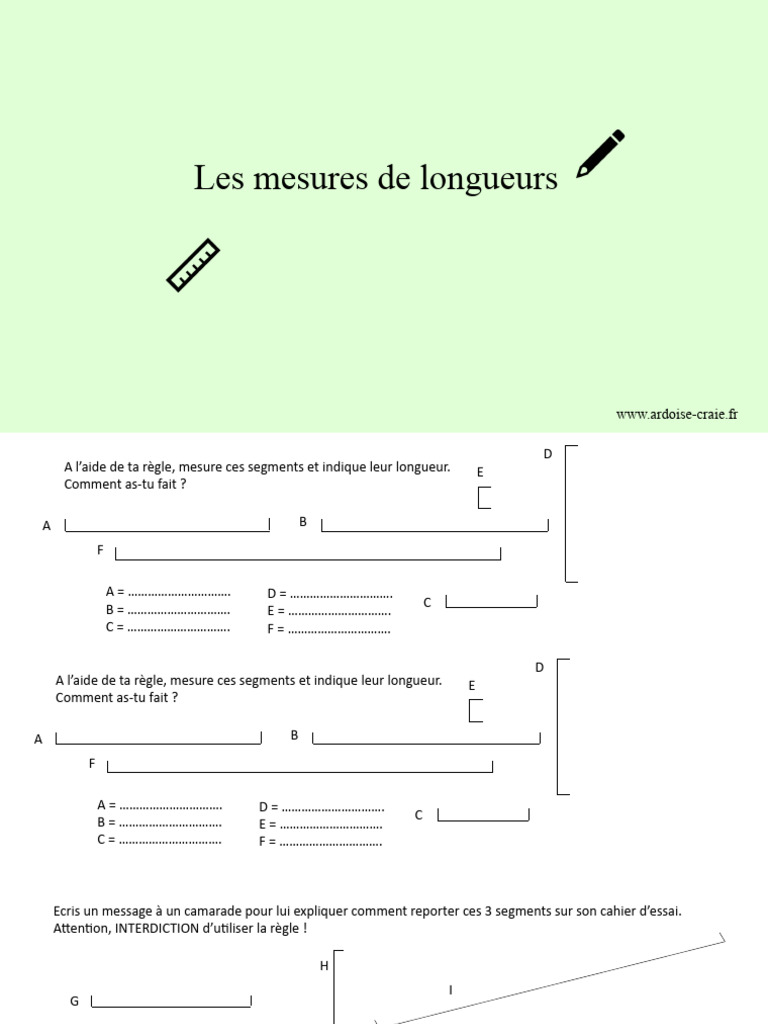 Diapo Les Mesures de Longueurs 2 | PDF | Outils