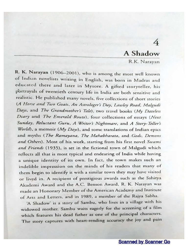 A Shadow - R. K. Narayan-Text | PDF