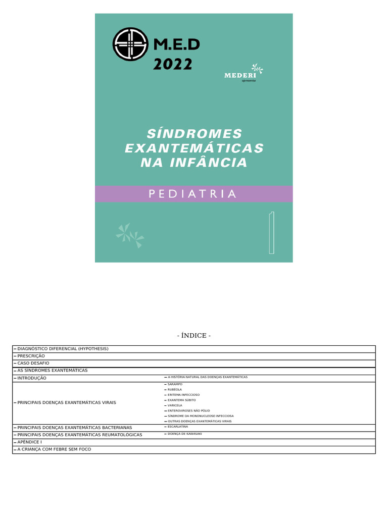 Med Ped 01 - Med Síndromes Exantemáticas Na Infância | PDF | Sarampo | Especialidades médicas