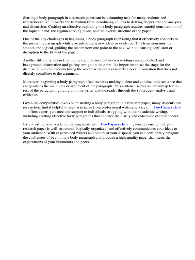 How To Begin A Body Paragraph in A Research Paper | Download Free PDF | Essays | Thesis