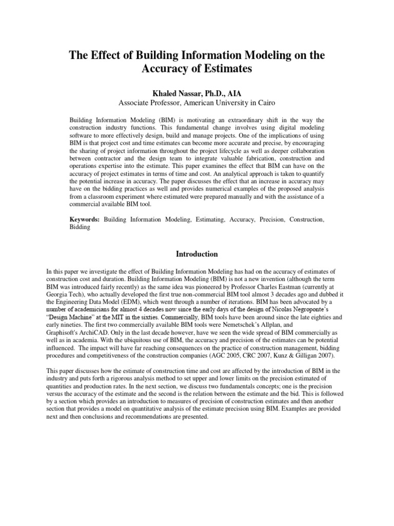 BIM_ACCURACY | PDF | Accuracy And Precision | Estimator