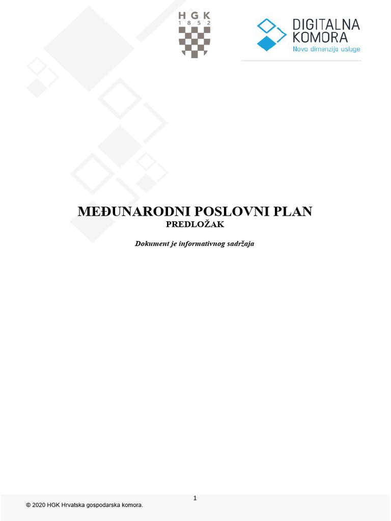 Medunarodni Poslovni Plan Predlozak | PDF