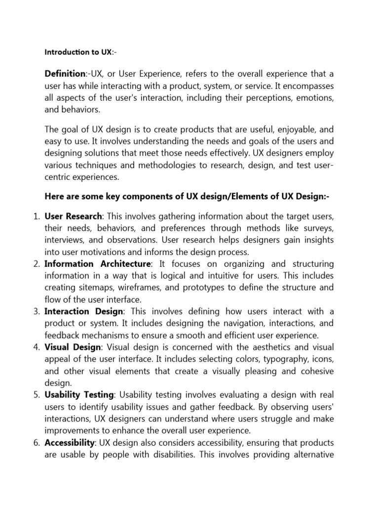 CO-1 NOTES UX DESIGN | PDF | Usability | User Interface