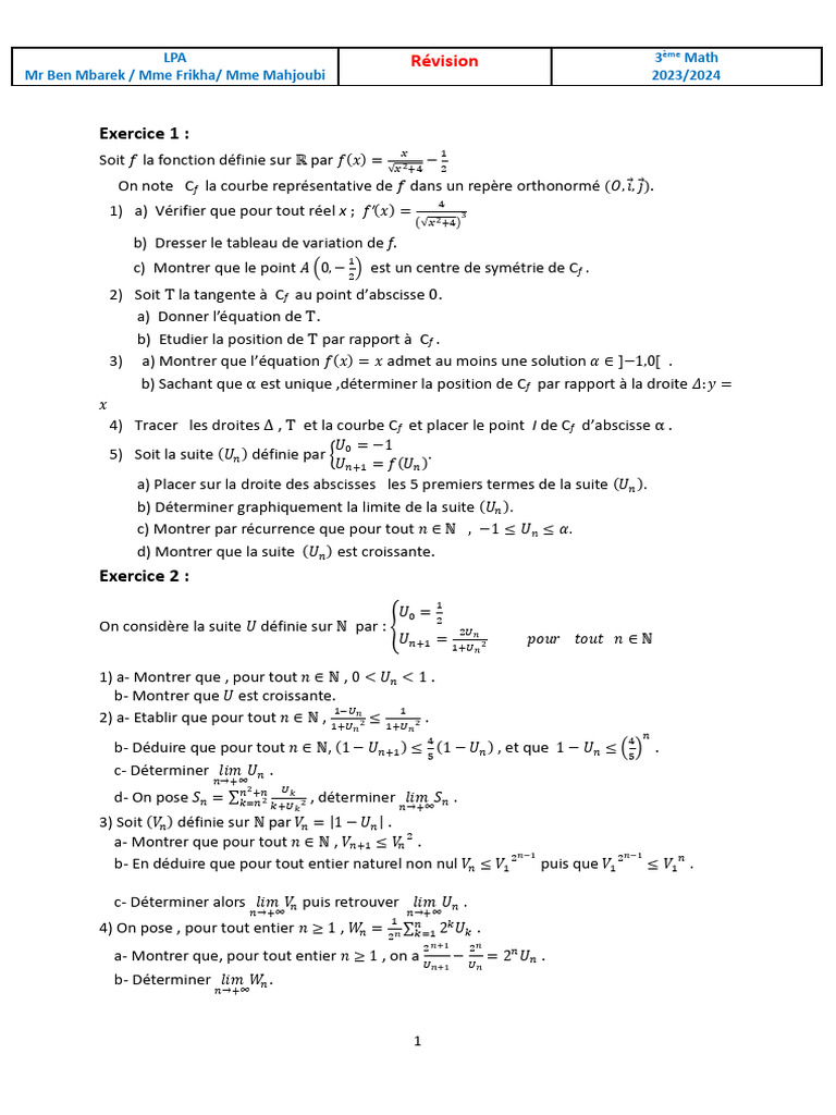 Série Révision 3M | PDF | Coordonnées cartésiennes | Géométrie