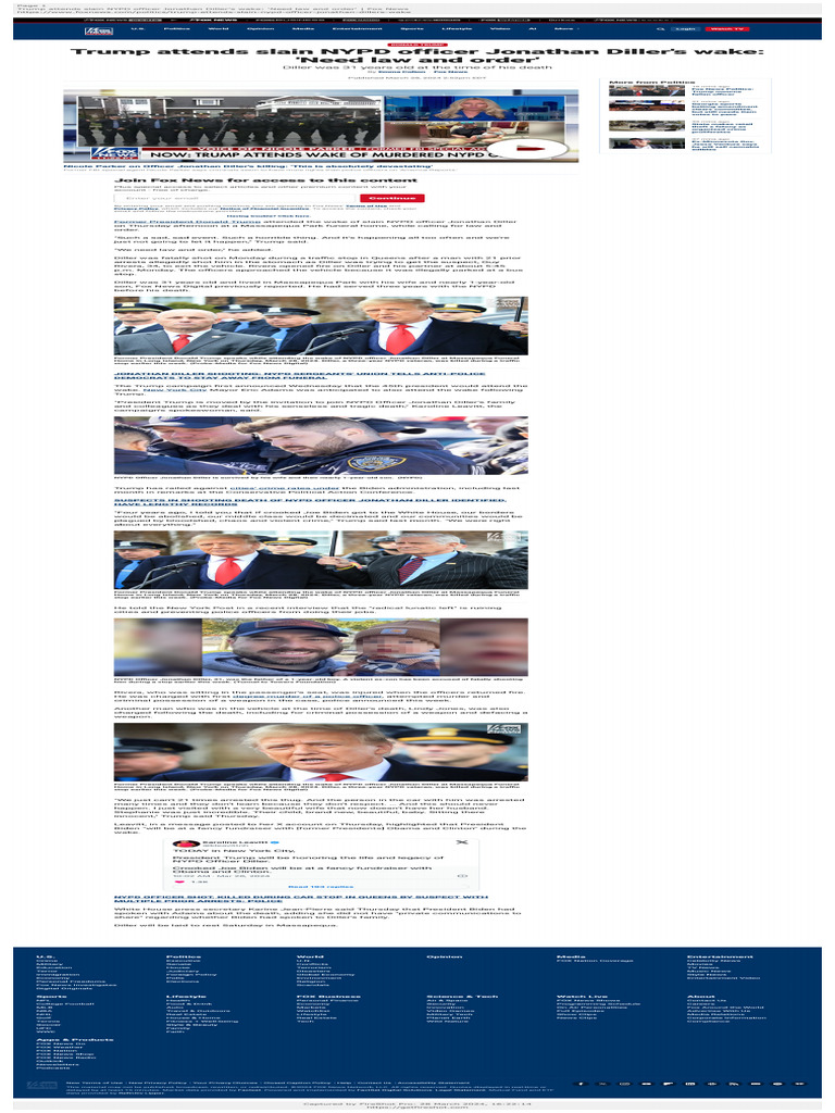 Trump Attends Slain Nypd Officer Jonathan Dillers Wake Need Law And