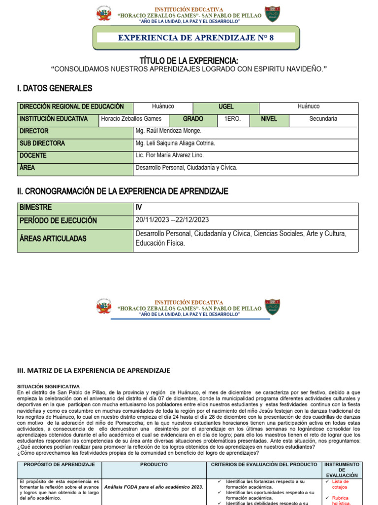 Eda 8-DPCC 1º Abc - HZG 2023 - 064540 | PDF | Comportamiento | Evaluación