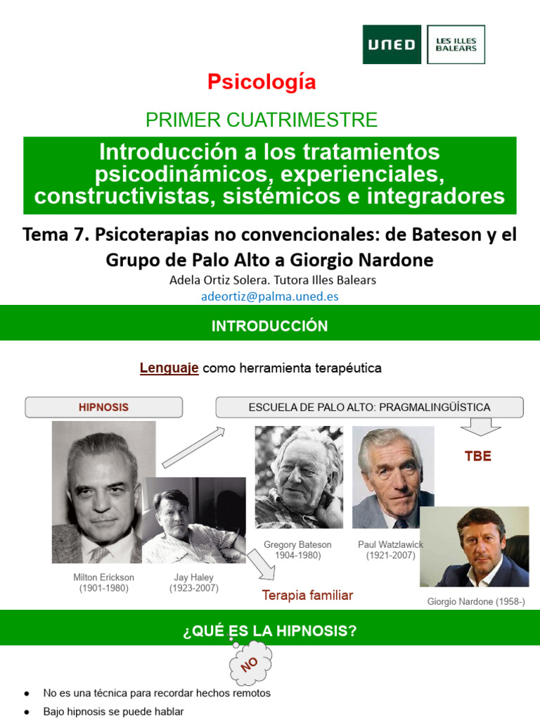 Tema 7. Terapias No Convencionales | PDF | Hipnosis | Terapia cognitiva