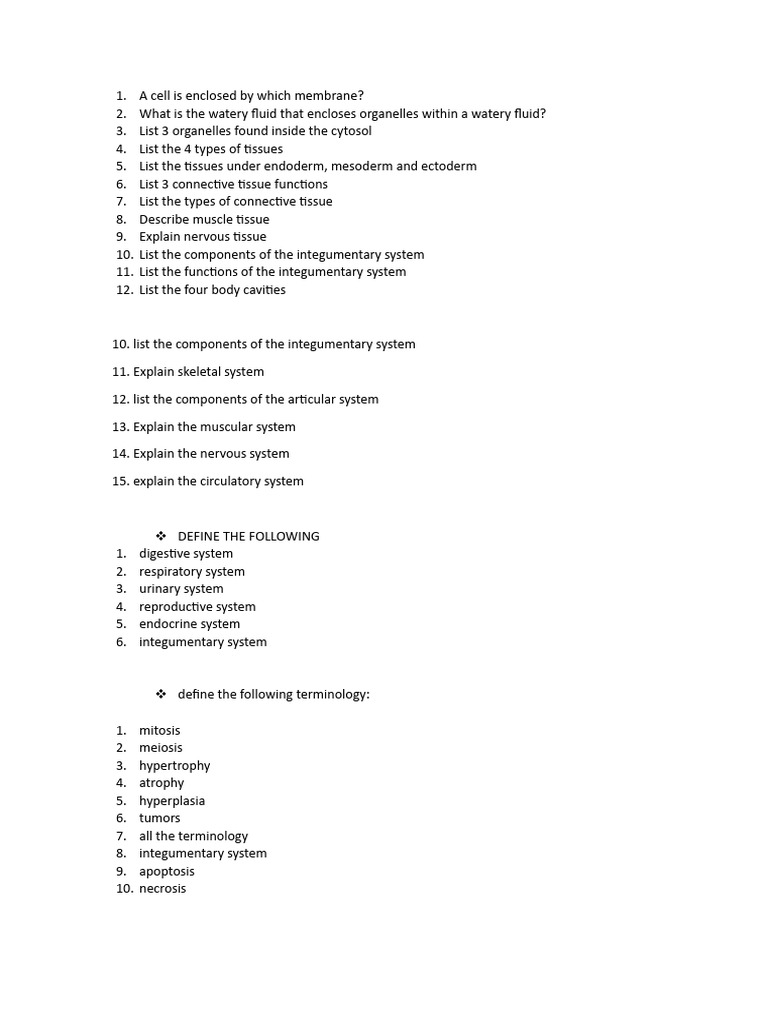 113 Anatomy Practise Questions | PDF
