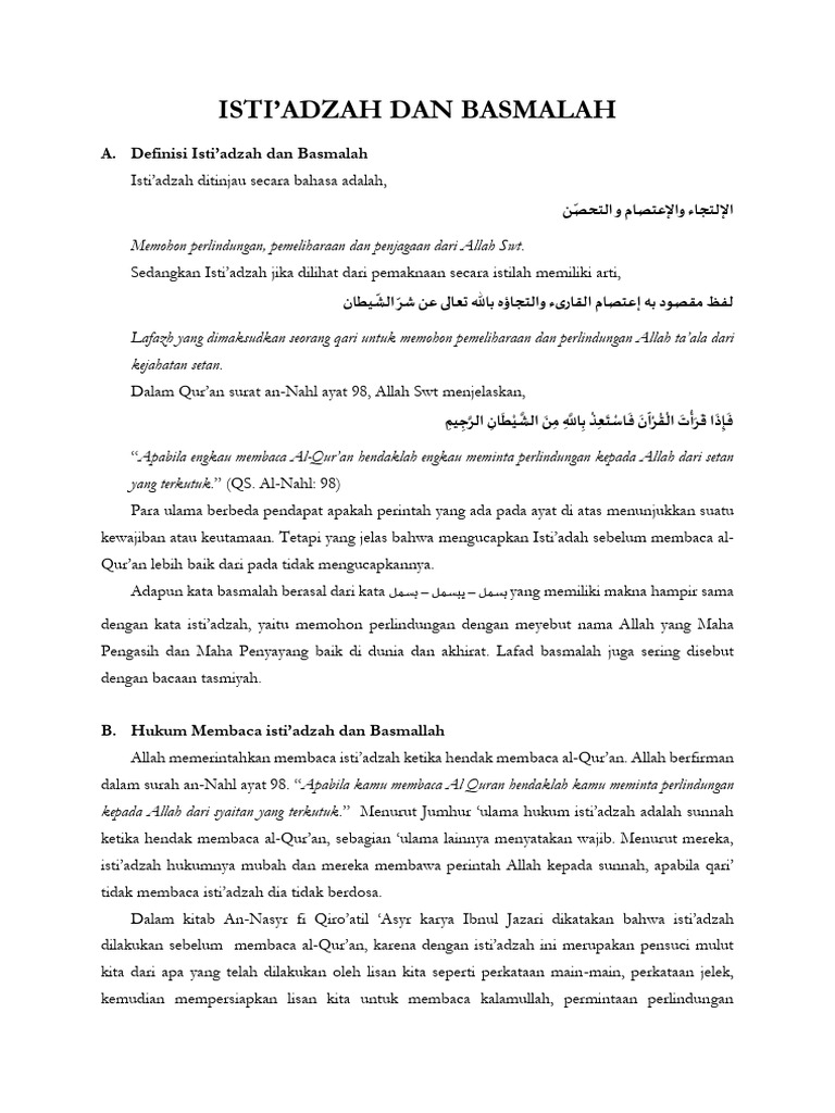 Materi Istiádzah Dan Basmalah | PDF