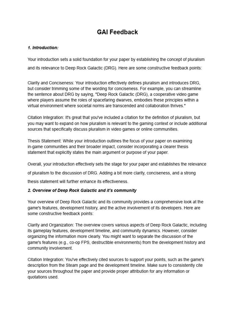 Task 3 GAI Feedback Kobus Lombard 221186 | PDF | Thesis | Human ...