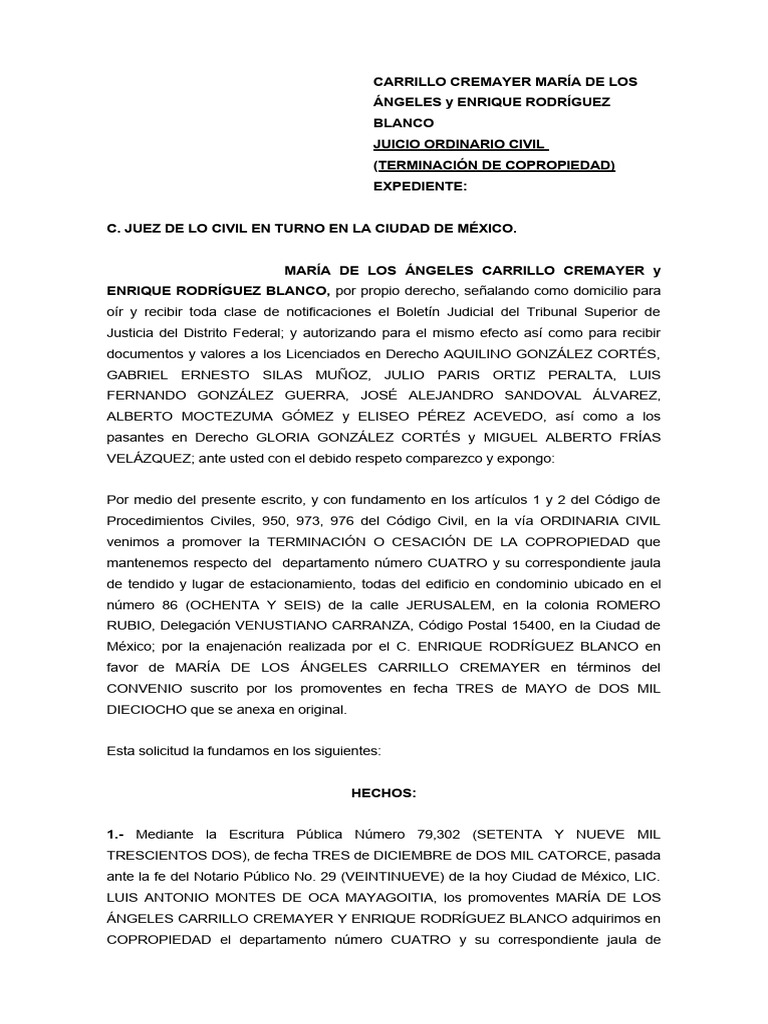 Ord Civil Terminación de Copropiedad | Descargar gratis PDF ...