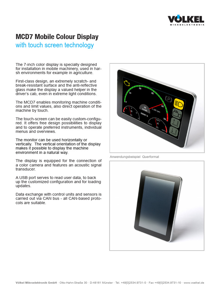 Data Sheet Mobile Colour Display MCD7_EN | PDF | Touchscreen | Usb