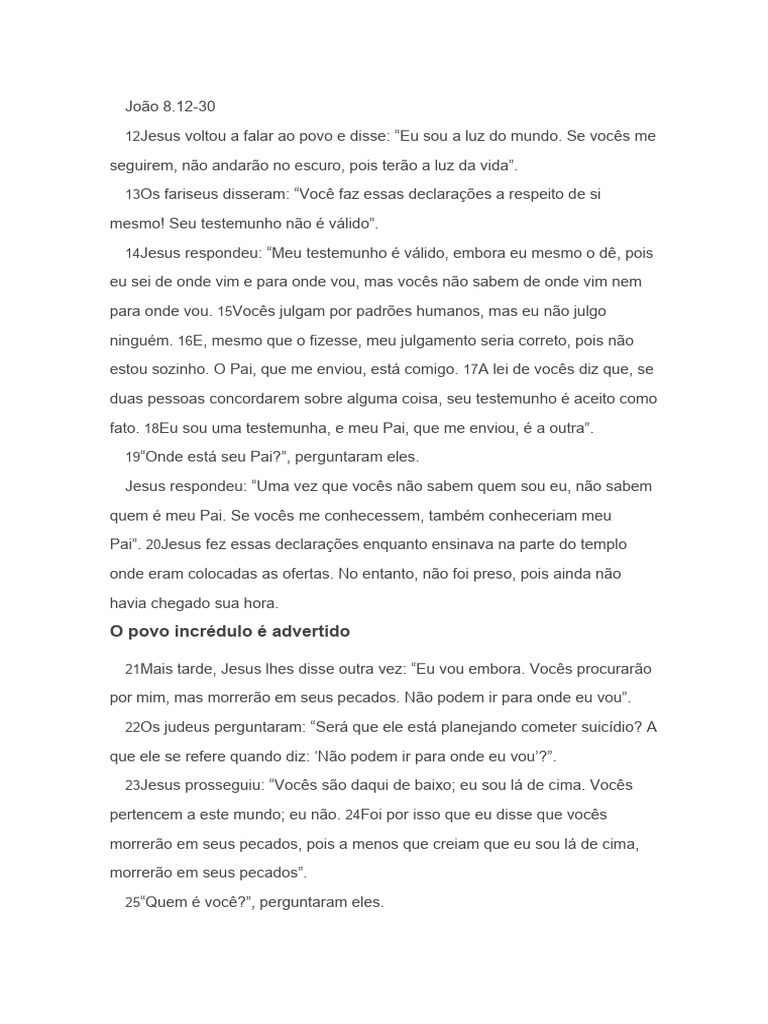 A Luz Do Mundo | PDF | Evangelho de João | Jesus