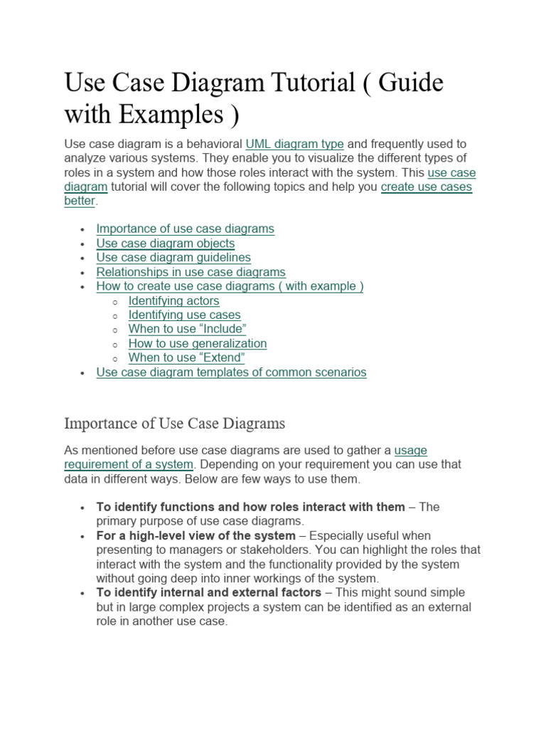 Use Case Diagram Tutorial (Guide With Examples) | PDF | Use Case ...