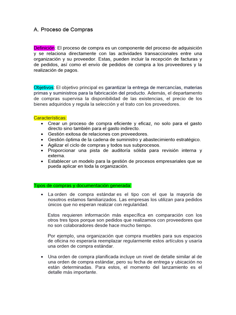 Proceso de Compras | PDF | Presupuesto | Economias