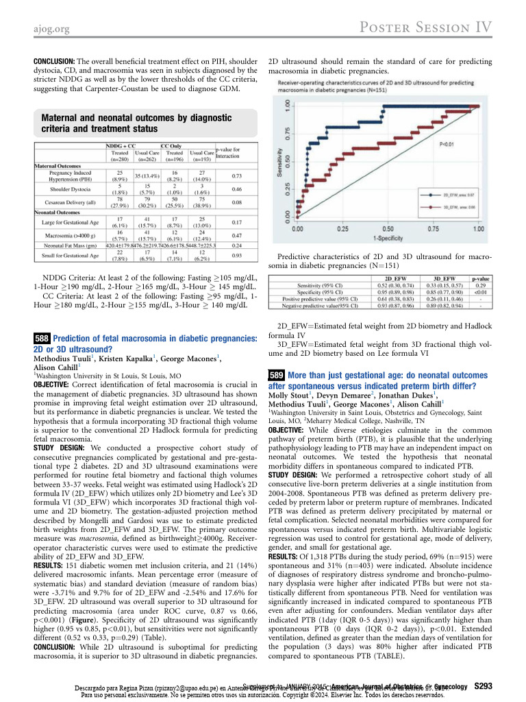 Poster Session IV: Maternal and Neonatal Outcomes by Diagnostic ...