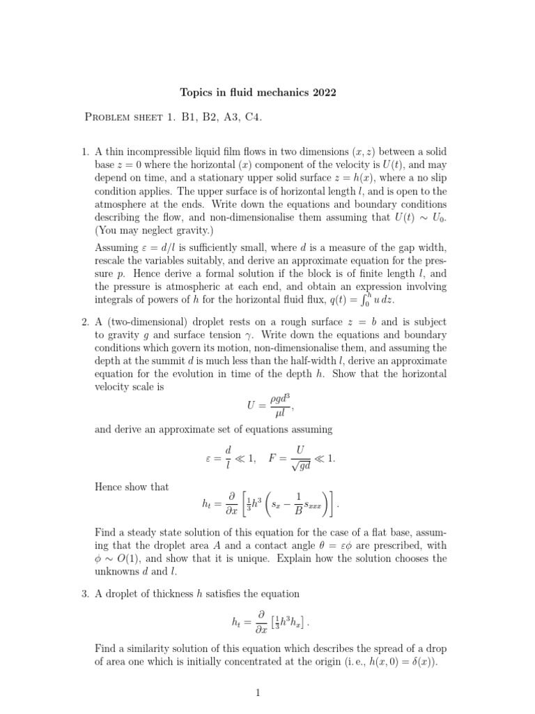 Fluid Prob 1 | PDF | Fluid Dynamics | Dynamics (Mechanics)