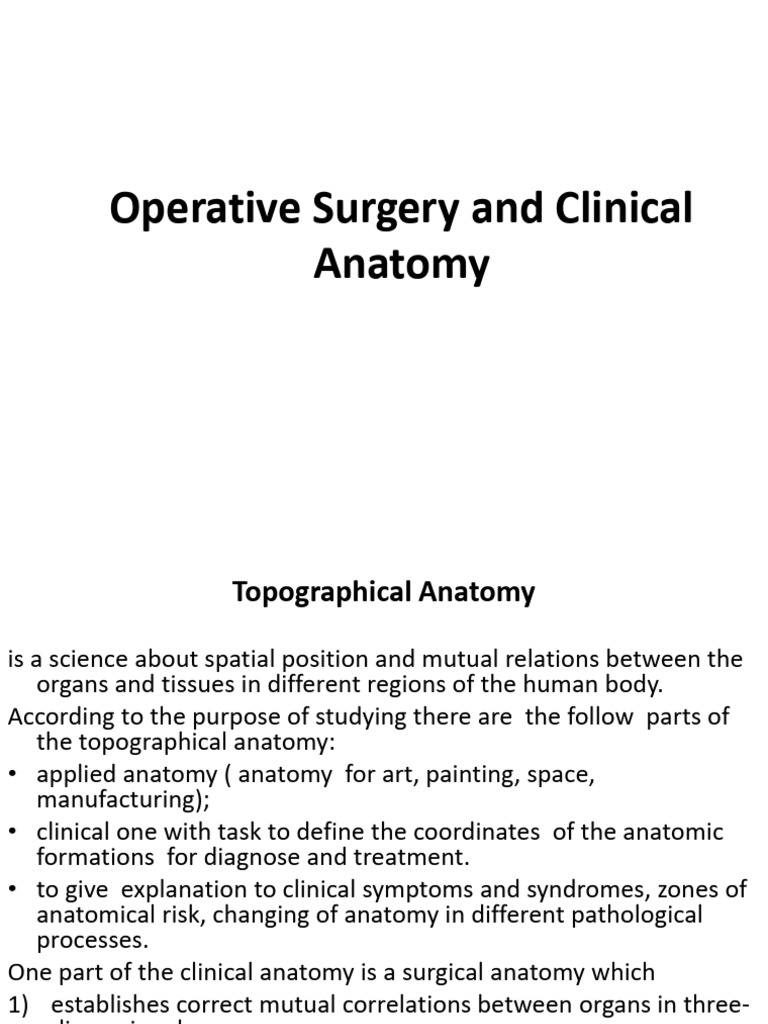 Operative Surgery and Clinical Anatomy - 2 | PDF | Anatomical Terms Of ...