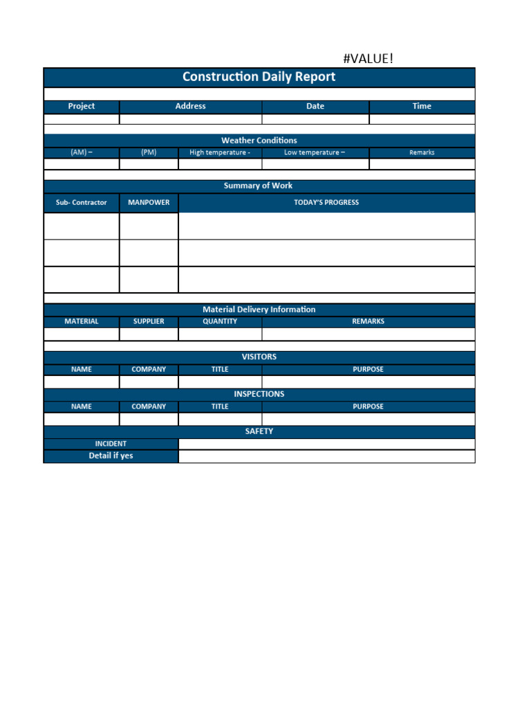 Daily Construction Project Report Pdf