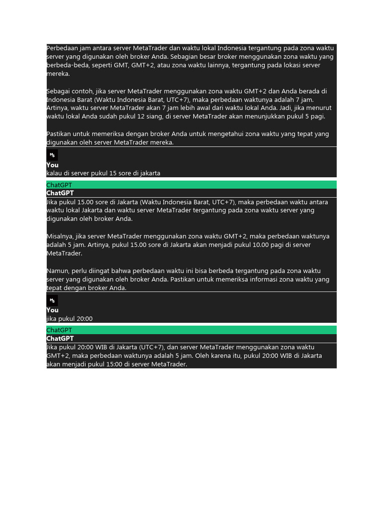 Perbedaan Jam Antara Server MetaTrader Dan Waktu Lokal Indonesia Tergantung Pada Zona Waktu ...