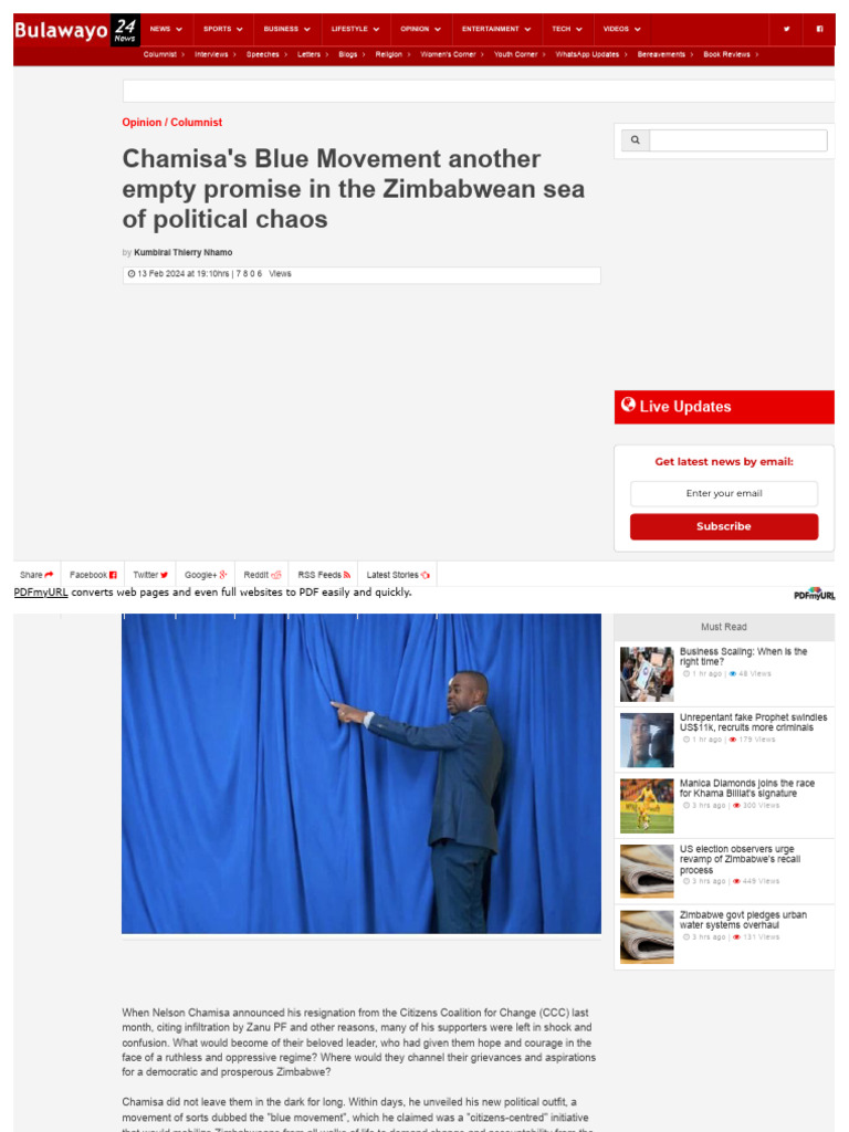 Chamisa's Blue Movement Another Empty Promise in The Zimbabwean Sea of ...