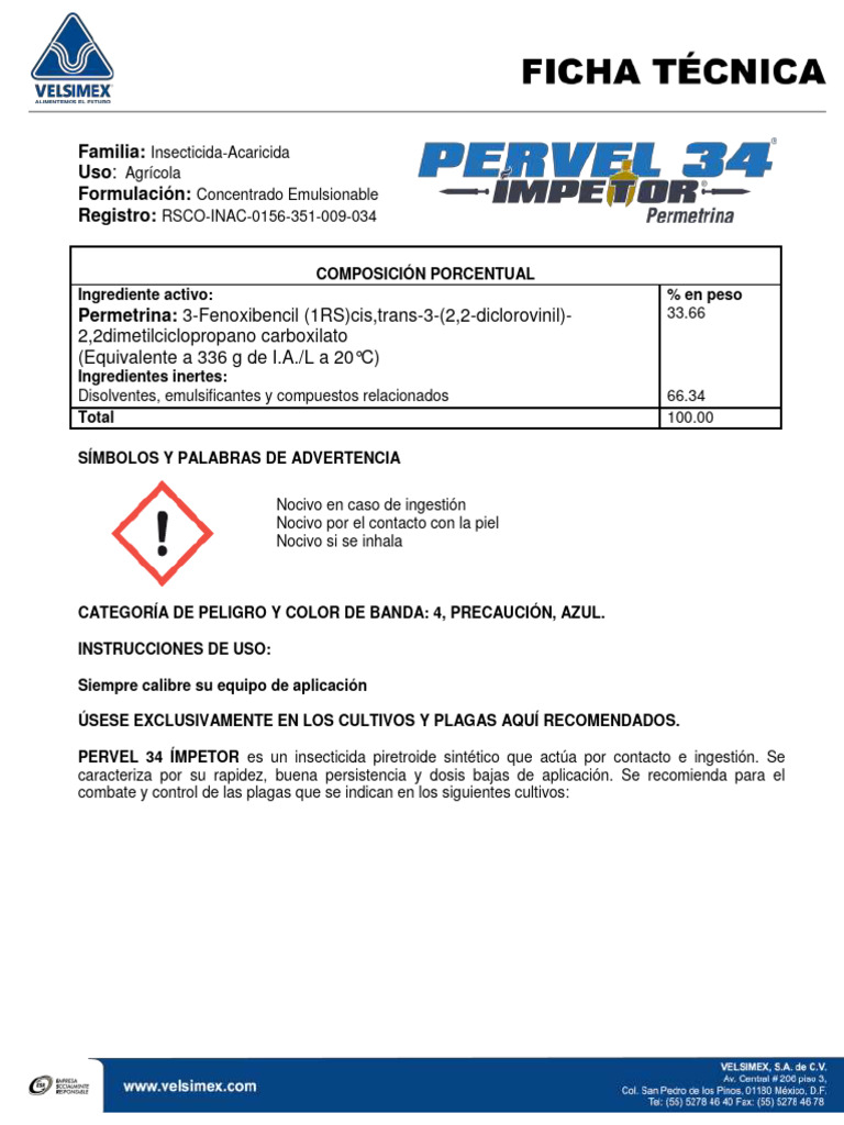Ficha Tecnica Pervel Impetor | PDF | Residuos | Agua