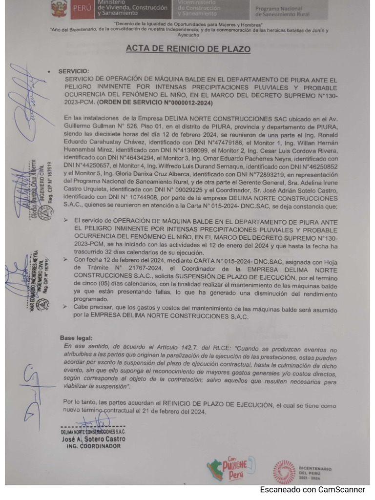 Acta de Reinicio de Plazo | PDF
