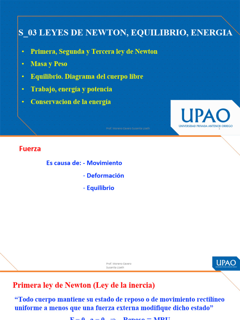 S - 03 Leyes de Newton. Equilibrio. Trabajo Energia y Potencia | PDF | Las leyes del movimiento ...