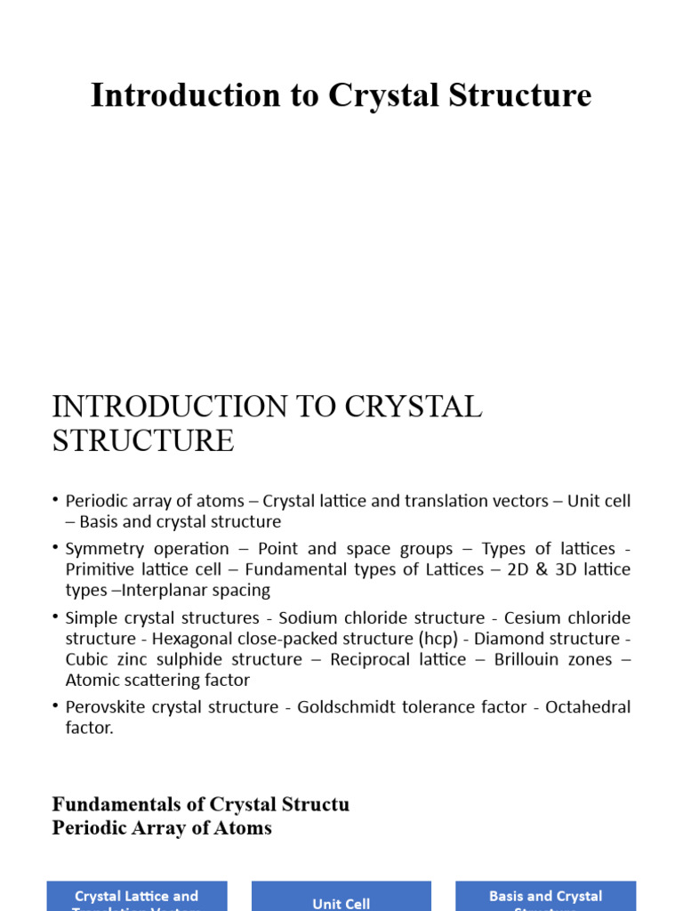 Introduction to Crystal Structure | PDF