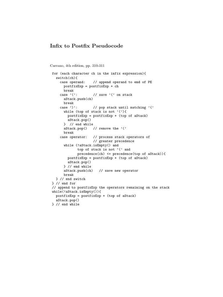 Infix To Postfix | PDF