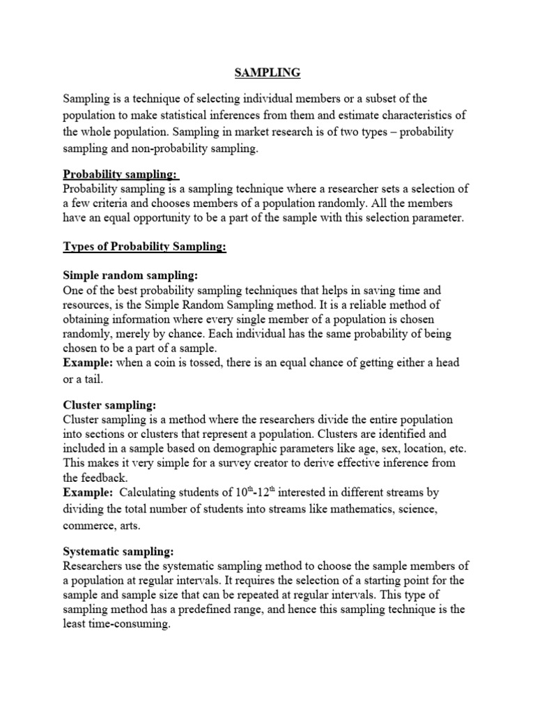 SAMPLING | PDF | Sampling (Statistics) | Probability Theory