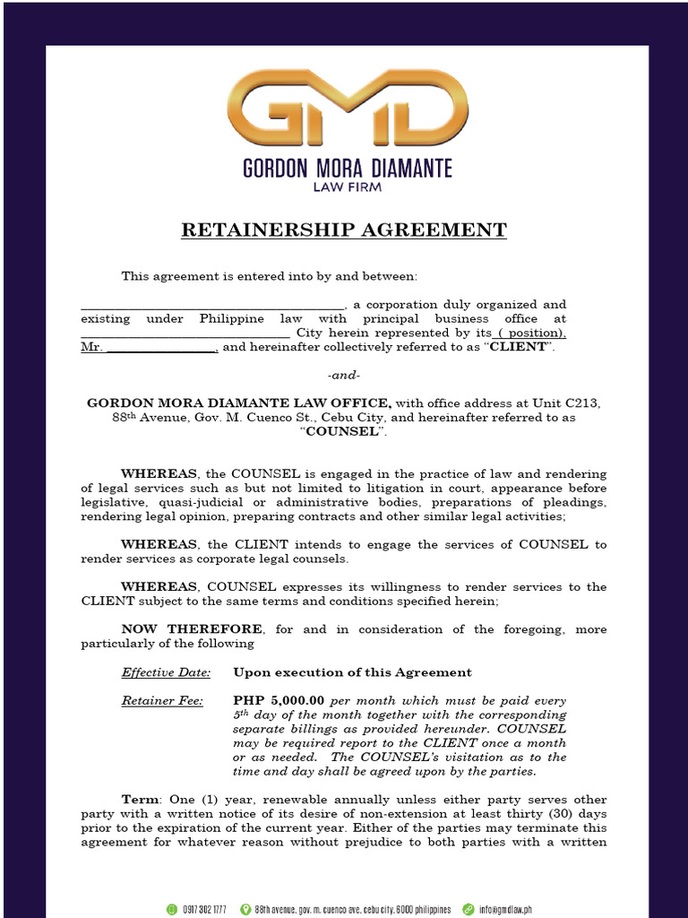 Law Office Retainer Agreement | PDF | Lawyer | Expense