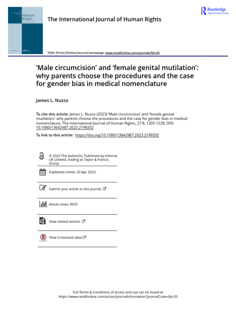 Male Circumcision and Female Genital Mutilation Why Parents Choose The Procedures and The Case ...