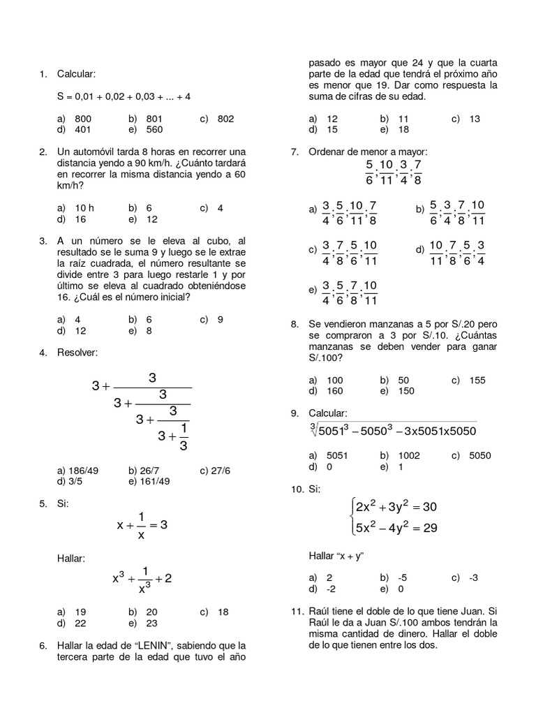 80 Problemas Resueltos de Razonamiento Matemático y de Matemáticas de Secundaria-1 | PDF ...