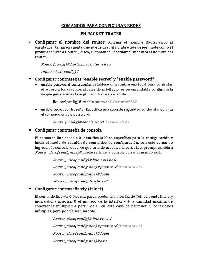 Resumen de Comandos Redes 2 | PDF | Dirección IP | Enrutador (Computación)