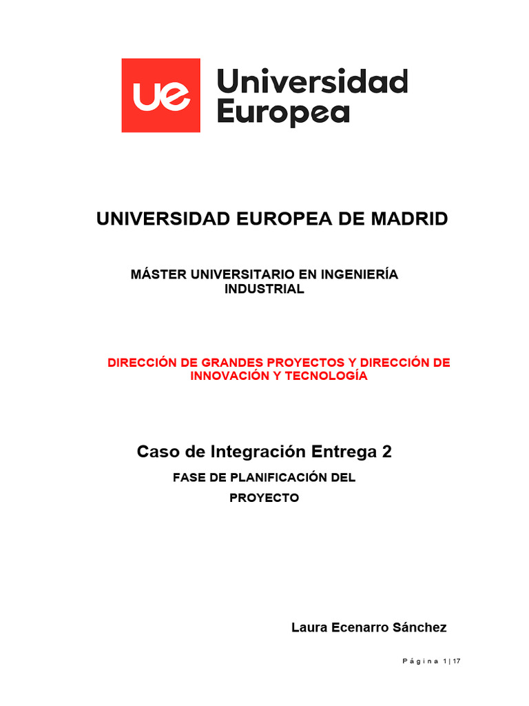 Integración Del Proyecto Fase De Planificación Pdf Calidad