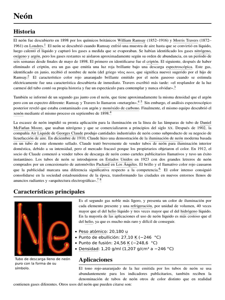 Neón | PDF | Ingeniería de Procesos Químicos | Conjuntos de elementos químicos