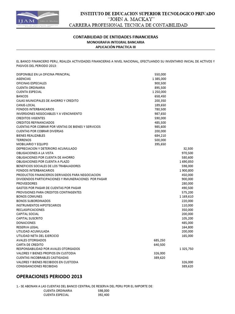 Caso Iii-Banco | Descargar gratis PDF | Bancos | Dinero